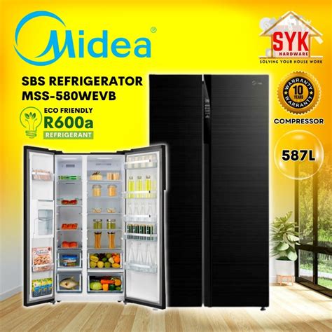 Syk Midea Side By Side Refrigerator Mss 580wevb 587l Refrigerator
