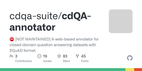 Github Cdqa Suitecdqa Annotator ⛔ Not Maintained A Web Based Annotator For Closed Domain