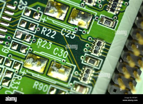 Closeup Of Electronic Circuit Board Inside Of Computer Stock Photo Alamy