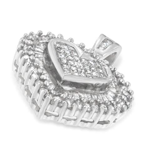 10k White Gold 1 Cttw Multi Cut 1 Cttw Diamond Heart Pendant Necklace