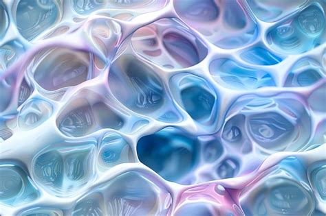 Seamless 3d Abstract Background Of Floating Interconnected Bubbles In Soft Iridescent Shades
