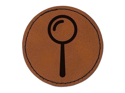 Magnifying Glass Round Iron On Engraved Faux Leather Patch Applique 2