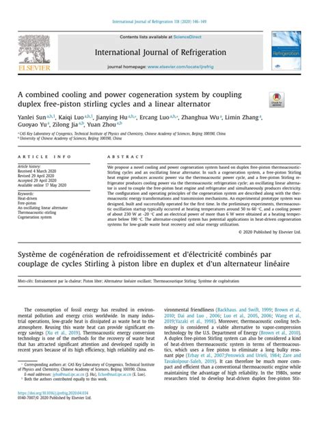 A Combined Cooling And Power Cogeneration System By Co 2020 International Jo Pdf