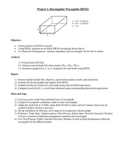 Project 1 Rectangular Waveguide Hfss