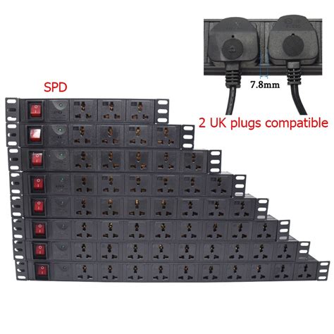 Server Rack Mount Pdu Power Strip 3 4 5 6 7 8 Ways Universal Socket 2 Uk Plugs Compatible Surge