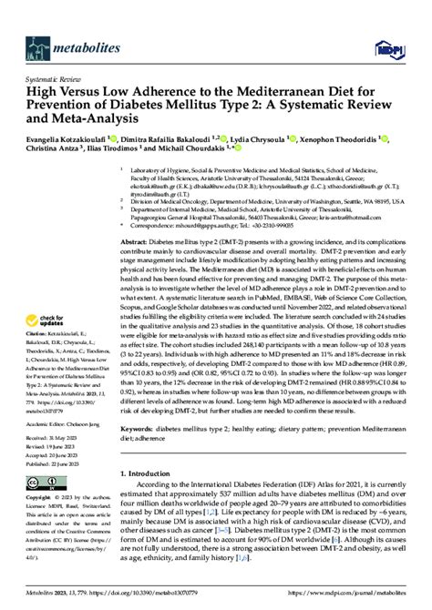 Pdf High Versus Low Adherence To The Mediterranean Diet For