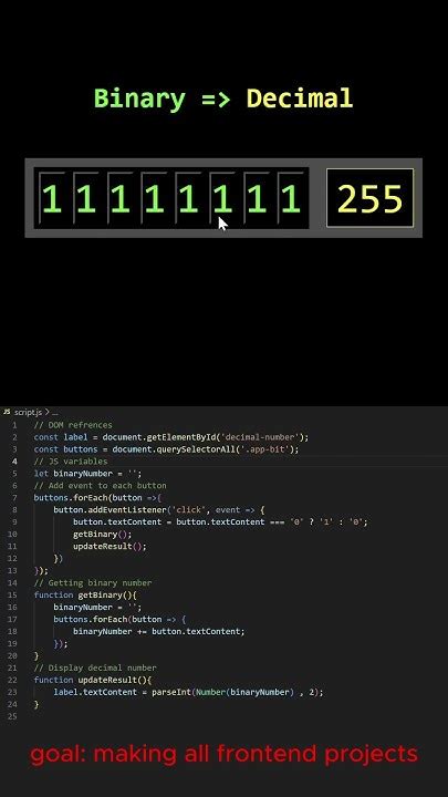 Convert Binary To Decimal With Javascript ⚙️ Day 7 Of Creating Front End Projects Youtube