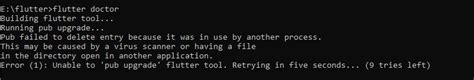 Flutter Pub Failed To Delete Entry Because It Was In Use By Another Process This May Be