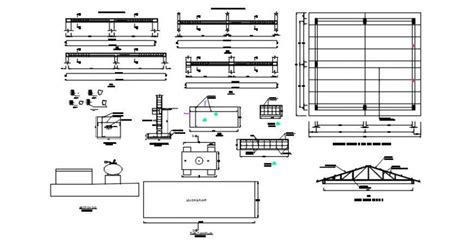 Cad Footing Structure Units 2d View With Roof Details Dwg Autocad File