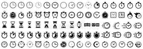 Time And Clock Icons Set Stopwatch Timer Time Management Concept