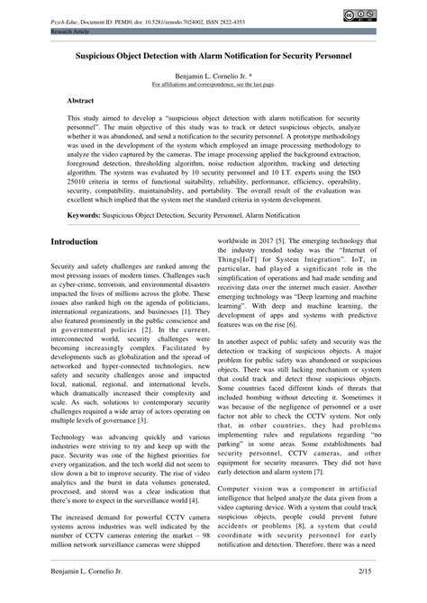 Pdf Suspicious Object Detection With Alarm Notification For Security