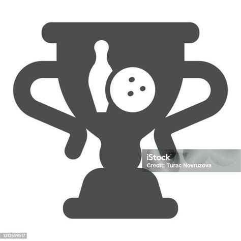 볼링 솔리드 아이콘 볼링 컨셉 화이트 배경의 트로피 컵 사인 모바일 컨셉 및 웹 디자인용 글리프 스타일의 우승자 볼링 상 아이콘 벡터 그래픽 Championship에 대한