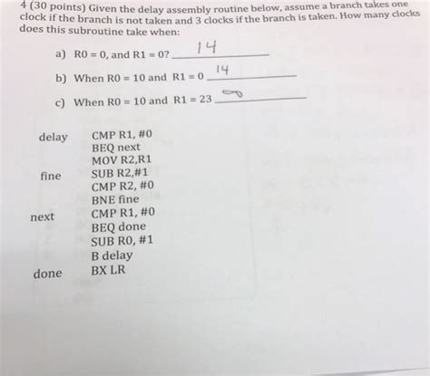 Solved 4 30 Points Given The Delay Assembly Routine Below