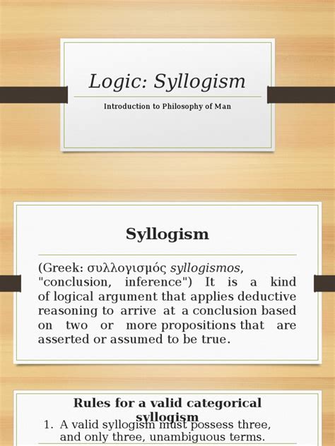 Logic Syllogism Introduction To Philosophy Of Man Pdf Semantics
