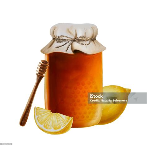 벌집 레몬 나무 막대기가 있는 호박색 꿀의 수채화 유리 항아리 손으로 그린 면역 강화 비타민 그림 감귤류 과일에 대한 스톡 벡터 아트 및 기타 이미지 Istock