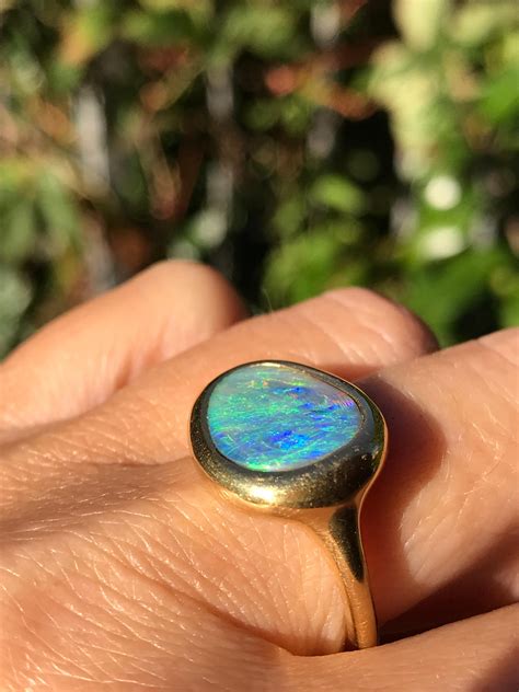 Dalben Australian Opal Yellow Gold Ring For Sale At 1stdibs Opal