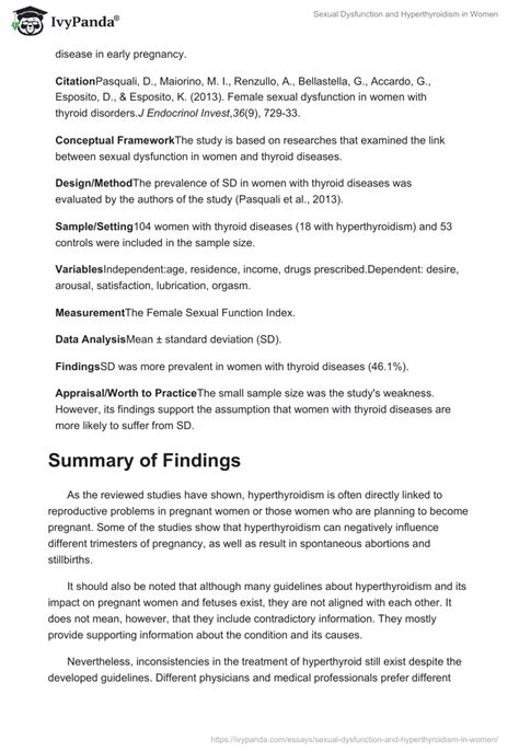 Sexual Dysfunction And Hyperthyroidism In Women 1490 Words Research Paper Example