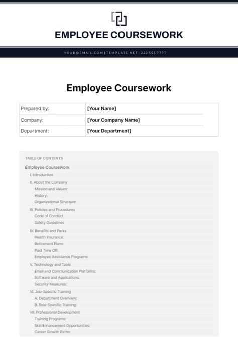 Free Employee Coursework Template To Edit Online