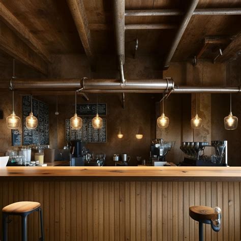 Modern Coffee Shop Counter With A Rustic Design Idyllic Ideas