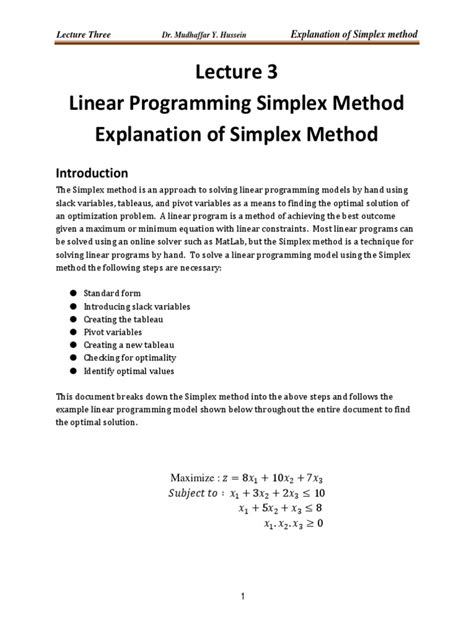 Lecture 3 Pdf Linear Programming Mathematical Optimization
