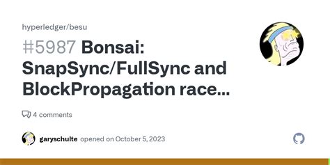 Bonsai Snapsyncfullsync And Blockpropagation Race Error · Issue 5987