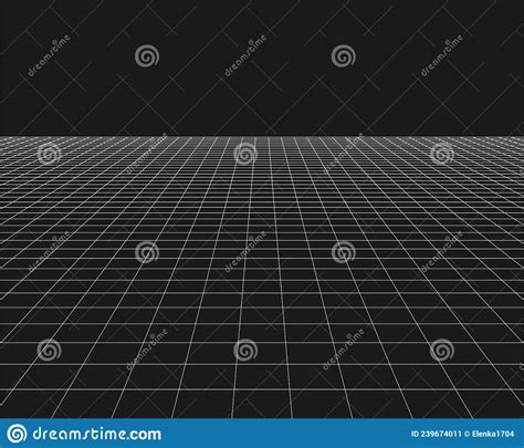 Wireframe Perspective Grid White Infinity Mesh On Black Background