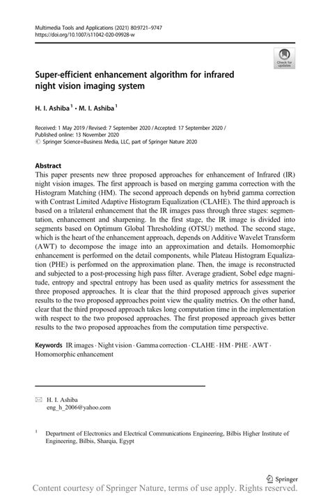 super efficient enhancement algorithm for infrared night vision imaging