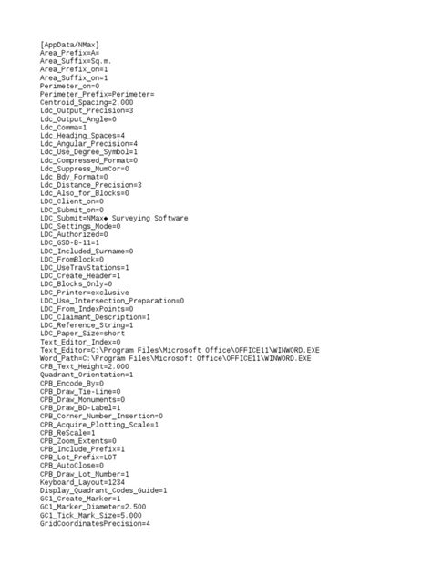 Configuration Settings For An Nmax Surveying Software Application Pdf Computer Architecture