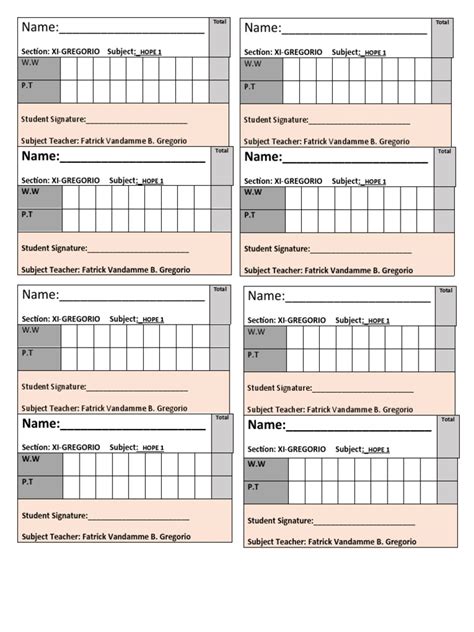 Performance Card Gregorio Pdf