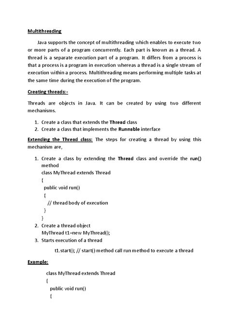 Java Unit 3 Note 02 Good And Easy Notes Multithreading Java