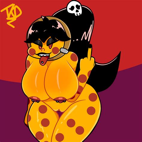 Rule 34 Artist Logo Artist Signature Big Breasts Breasts Breasts Female Flipping Off Food Food