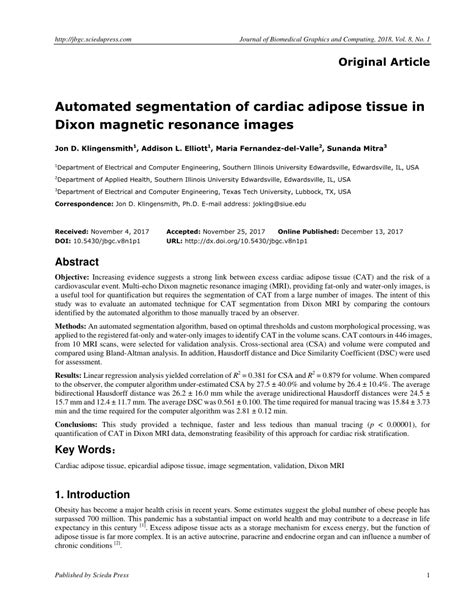 Pdf Automated Segmentation Of Cardiac Adipose Tissue In Dixon