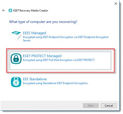 ניהול הצפנה במוצר Eset Full Disk Encryption