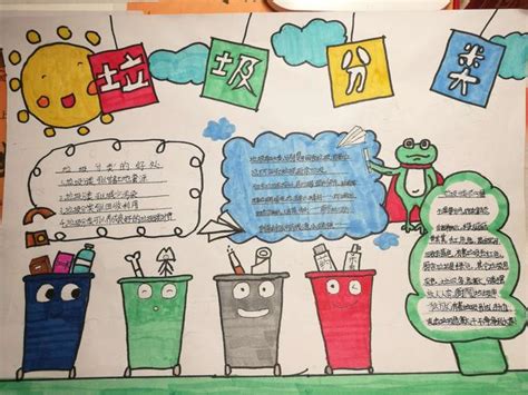 8k铅画纸大小的垃圾分类手抄报 垃圾分类手抄报 普车都