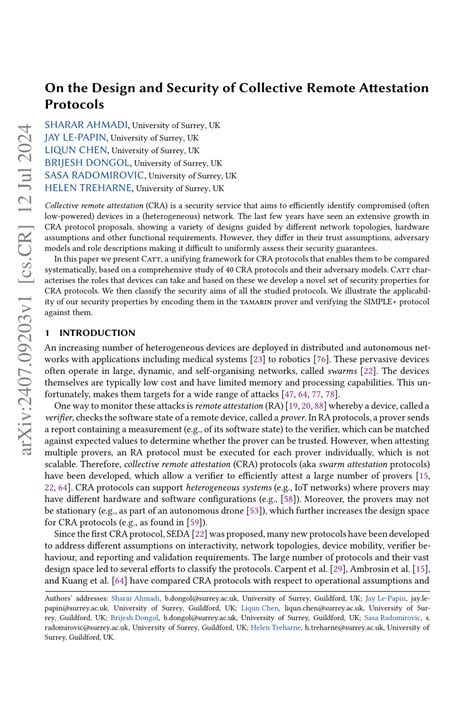 Pdf On The Design And Security Of Collective Remote Attestation Protocols