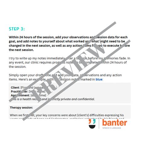 Progress Note System Therapy Banter Speech Language