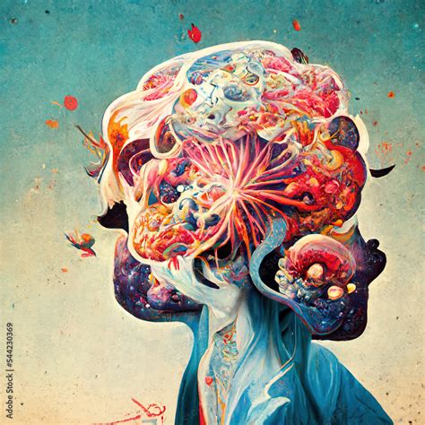 The Brain Mind Emotions Personified In An Unusual Abstract Poster Style Artwork Vibrant