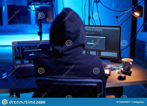 Hacker Using Computer Virus For Cyber Attack Stock Image Image Of Cybercriminal Attack 255035931