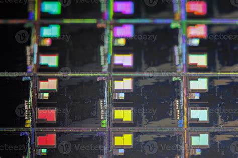 Silicon Wafer With Microchips Used In Electronics For The Fabrication Of Integrated Circuits