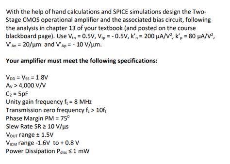 Solved With The Help Of Hand Calculations And Ltspice