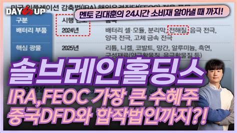 솔브레인홀딩스 주가전망 중국dfd와 합작법인 설립 더욱 기대가 된다 Irafeoc수혜는 전해액기업 Youtube