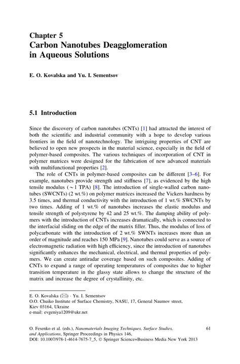 Pdf Carbon Nanotubes Deagglomeration In Aqueous Solutions