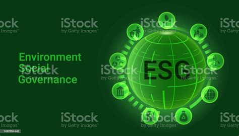 구 주위의 Esg 아이콘입니다 환경 사회 및 기업 지배 구조 배너 개념에 대한 스톡 벡터 아트 및 기타 이미지 개념 개발