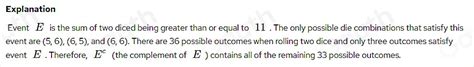 solved let e be the event where the sum of two rolled dice is greater