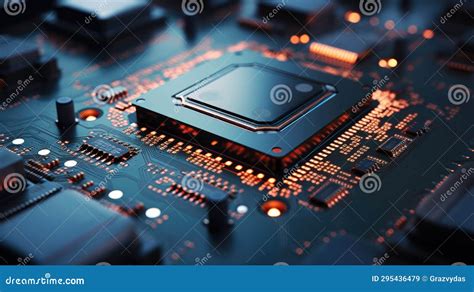 Close Up View Of A Modern GPU Card With Circuit And Lights Stock Illustration Illustration Of
