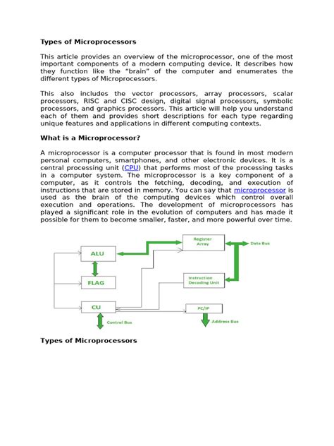 Types Of Microprocessors Pdf Central Processing Unit Digital