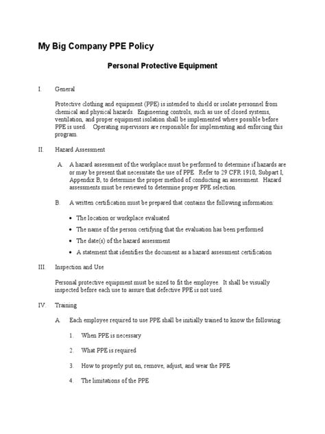 Ppe Policy 2 Download Free Pdf Personal Protective Equipment Glasses
