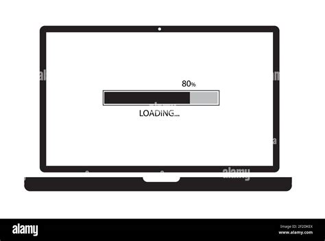 Loading Process In Laptop Screen On White Background Update Computer System Sign System