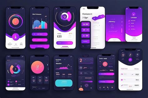Premium Photo Different Ui Ux Gui Screens Fitness App And Flat Web Icons For Mobile Apps