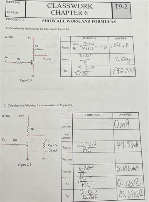 Solved Calculate The Following For The Transistor In Chegg